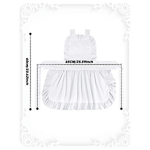 Newcotte Maid Aprons Colonial Aprons Adjustable Bib White Retro Ruffle Apron renaissance french maid apron colonial costume girls apron Kitchen Cooking Baking Cleaning Maid Costume(White)