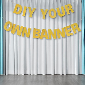 DIY Banner Kit with Letters Glitter Banner Letters Gold Customizable Birthday Banners Graduation Banner Custom Party Hanging Banner for Graduation Wedding Party Baby Shower Decoration (Gold)