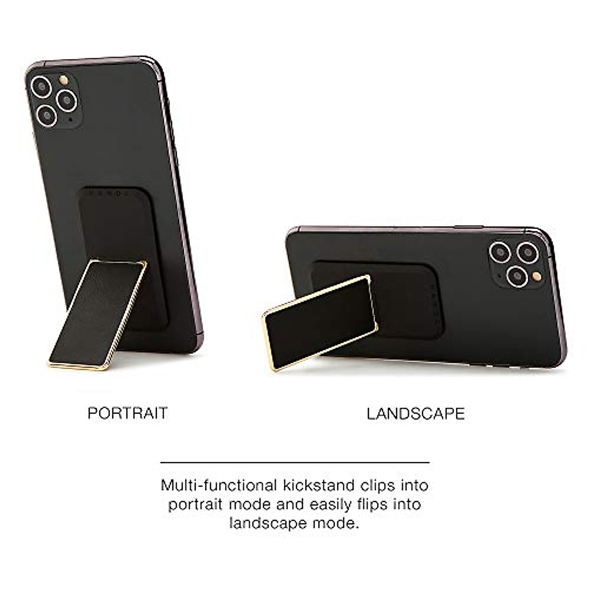 HANDL New York HANDLstick Black and Gold Professional Leather Collection Grip and Stand for Smartphone