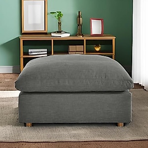 Modway Commix Down-Filled Overstuffed Upholstered Sectional Sofa Ottoman in Gray