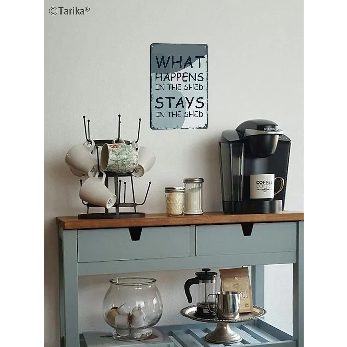 What Happens in The Shed Stays in The Shed 8X12 Inch Retro Look Tin Decoration Painting Sign for Home Kitchen Bathroom Farm Garden Garage Inspirational Quotes Wall Decor