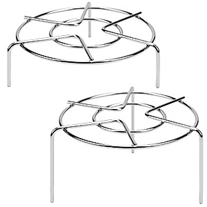 HULISEN Steam Rack, 3" and 1-3/4" Tall Trivet for Instant Pot 3 Qt and 6 Qt, Heavy Duty 18/8 Stainless Steel Steamer Rack Fit Pressure Cooker (6.4" Round - 2Pcs)