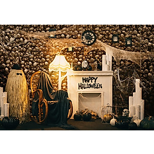 3Pcs Halloween Graveyard Skeleton Theme Party Decorations,Rectangle Plastic Smooth Surface Waterproof Catacombs Skull Sign Backdrop Tablecloth for Halloween Party Decoration and Supplies,54×108 inches