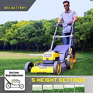 Efficient Convenient Cordless 21'' 80V Walk-Behind Electric Lawn Mower-Take Care of The Lawn Easily