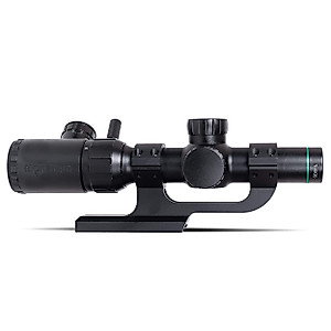 Monstrum 1-4x20 Rifle Scope with Rangefinder Reticle | ZR250 H-Series Offset Scope Mount | Bundle