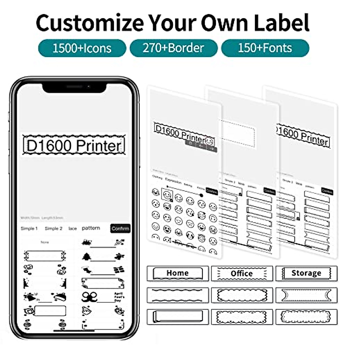 Vixic Bluetooth Label Maker, P3200 Portable Label Print, Multiple Templates Compatible Android iOS to Use Home Office Organization Type-C Rechargeable Label Maker, White-Green