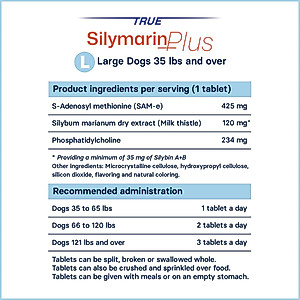 Liver Support & Health Supplement for Large Dogs – (Milk Thistle Dogs) Silymarin & Silybin Formula, (Same), S-Adenosylmethionine, 30 Tablets for Liver Detox & Support for Dogs
