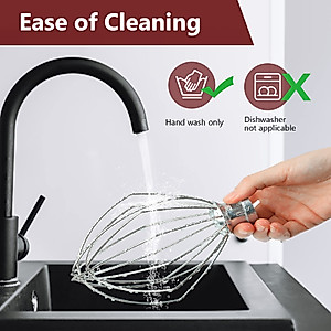 LETOMS Wire Whip for Kitchenaid Stand Mixer 5QT Lift and 6QT, Whisk Attachment for KitchenAid, Stainless Steel Egg Cream Stirrer