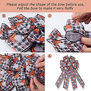 RECUTMS Fall Wreath Bow Halloween Thanksgiving Wreath Bows Holiday Bows for Wreaths Orange Burlap Bow Home Garden Decoration