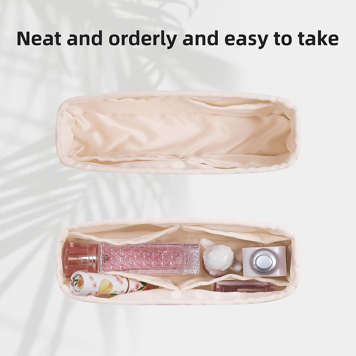 DGAZ Silk Purse Organizer Insert For Lady-Dior Micro/Mini/S/M/L bags，Silky Smooth Bag Organizer，Luxury Handbag & Tote Shaper（Craie，M）