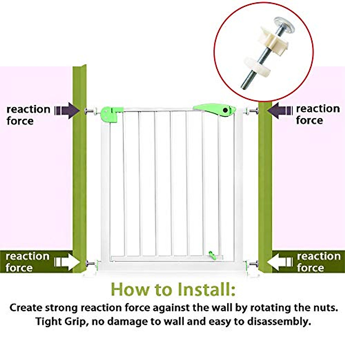CALIDAKA 4 Pack 10MM Baby Gate Threaded Spindle Rod, M10 Spindle Rods Gate Spindle Rods Accessory Pressure Gate Replacement Parts Screw Mounted Bolts Kit for Gate/Stair Railing Safety Gate