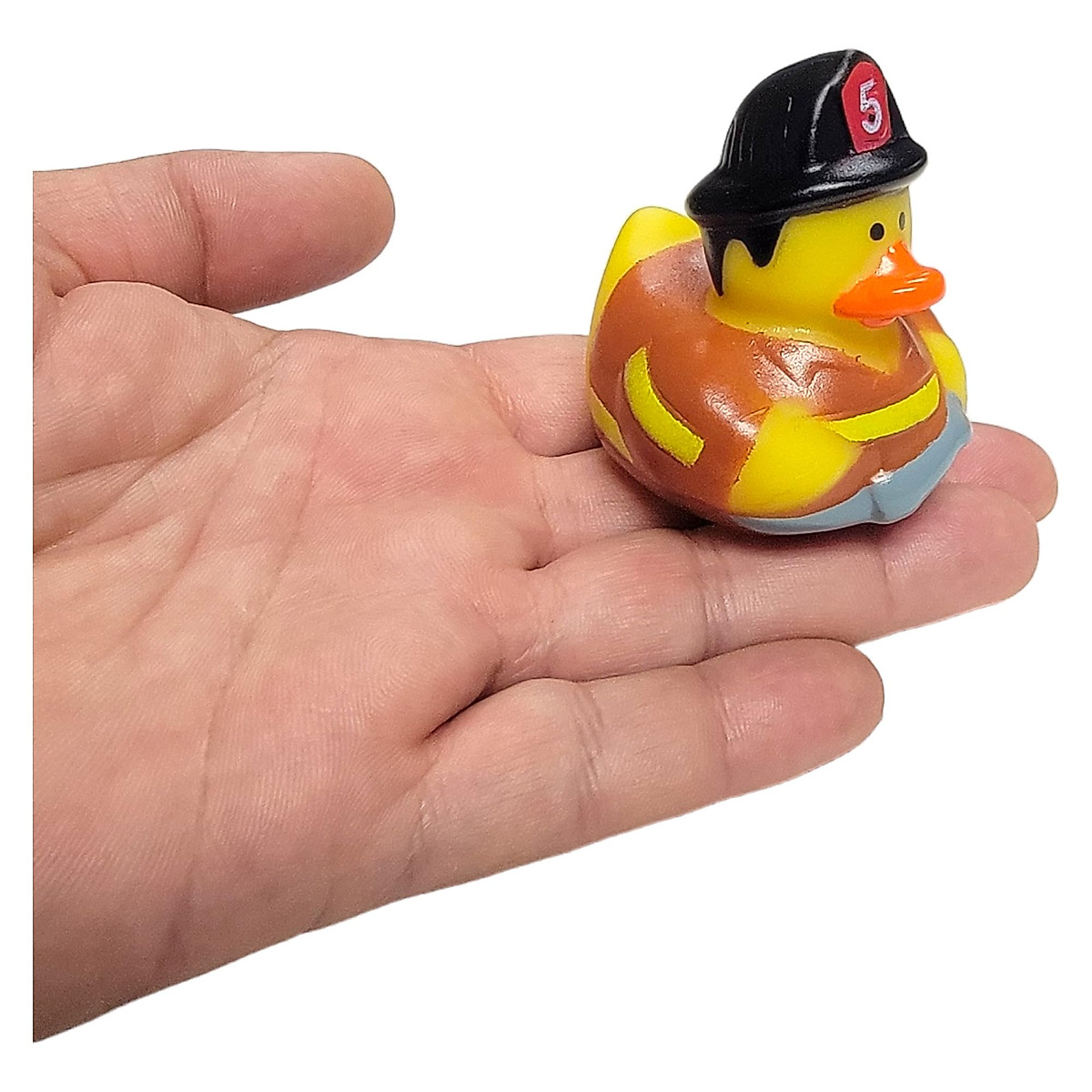 AMERICAN WIT Firefighter Rubber Ducks (2") Standard Size. (12 Pack) Cute Duck Bath Tub Pool Toys