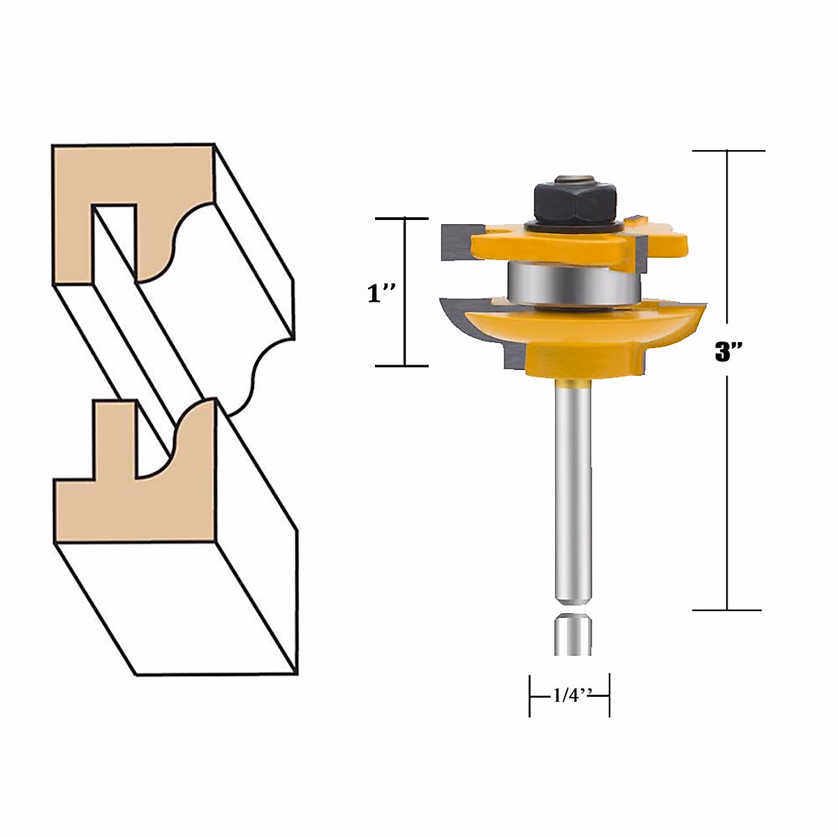 LEATBUY-TECH LEATBUY Router Bits 3 PCS Router Bit Set,1/4-Inch Shank Round Over Raised Panel Cabinet Door Ogee Rail and Stile,Woodworking Wood Cutter,Wood Milling Tool(1/4 Single)
