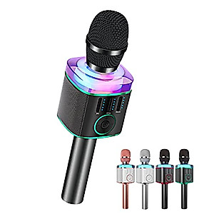 BONAOK Wireless Bluetooth Karaoke Microphone with LED Lights, Handheld Karaoke Machine with Magic Sing Recording for Kids Adults Gift Q31 (Green)