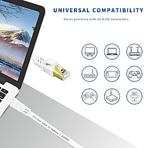 Qiuean Ethernet Cable 25 FT, Cat8 High Speed Outdoor&Indoor Cat8 LAN Network Cable 40Gbps, 2000Mhz with Gold Plated RJ45 Connector, Weatherproof S/FTP UV Resistant for Router/Gaming/Modem (25)