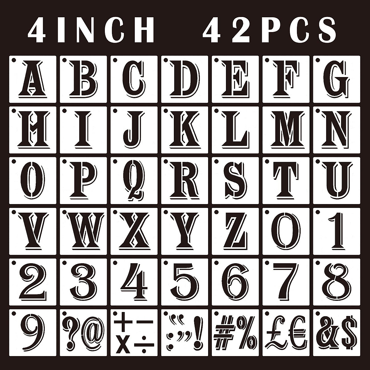 42PCS Letter Stencils 4 inch Reusable Plastic, Alphabet Craft Stencils and Number, Art Craft Stencils, Number Templates Letter Stencils for Wood, Wall, Fabric, Rock, Chalkboard, Signage
