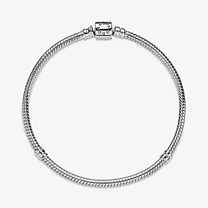 PANDORA Moments Barrel Clasp Snake Chain Bracelet - Silver Bracelet for Women - Sterling Silver - 7.9" - With Gift Box