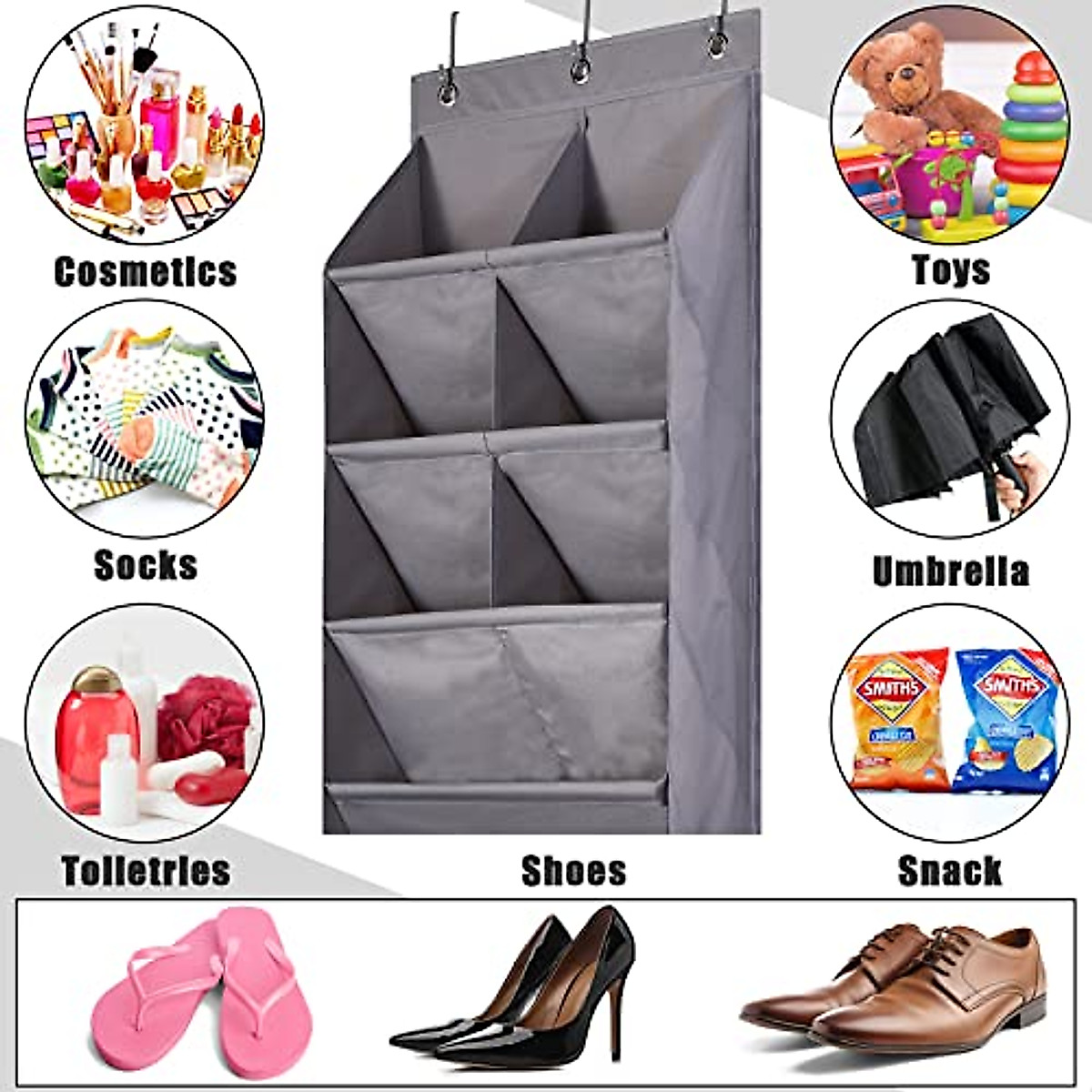 4 Pcs Hanging Over The Door Shoe Organizer with Deep Pockets for 12 Pairs of Shoes, 6 Layers Hanging Shoe Rack Shoe Storage Rack Organizer for Closet