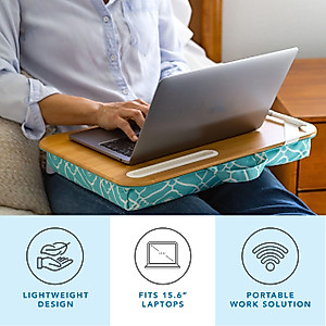 LapGear Designer Lap Desk with Phone Holder and Device Ledge - Aqua Trellis - Fits up to 15.6 inch Laptops - Style No. 45422