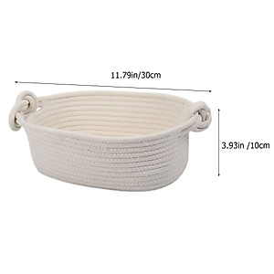Artibetter Cotton Woven Basket Woven Cotton Rope Storage Basket Decorative Hamper Handled Nursery Shelf Baskets Desktop Makeup Cosmetics Organizers for Trinket Jewelry Toys Woven Gift Basket