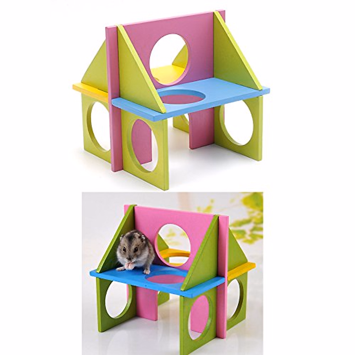 Tangc Pet Mouse Rat Wooden Hamster Funny Fun Gym Playground Exercise Safe Toy