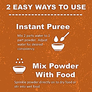 Whole Life Pet Pumpkin Powder for Dogs and Cats. Firms Stool, Relieves Diarrhea. Mix with Water for Instant Puree. No Mess or Waste from Cans. Human Grade Quality