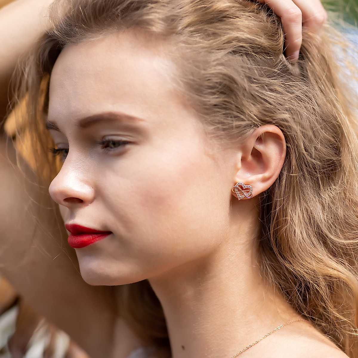 Sash & Soph Infinity Heart Cubic Zirconia Earrings Studs, Brilliant Heart Earrings for Women, 925 sterling Silver Stud Earrings for Women, Sterling Silver Silver, Cubic Zirconia