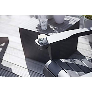Keter Alpine Adirondack Resin Outdoor Furniture Patio Chairs with Cup Holder-Perfect for Beach, Pool, and Fire Pit Seating, Grey
