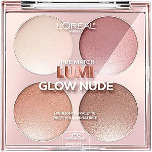 L'Oreal Paris Makeup True Match Lumi Glow Nude Highlighter Makeup Palette, Moon-Kissed, 0.26 oz.