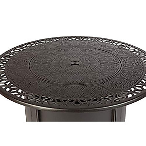 Fire Sense 62410 Longpoint Round Aluminum LPG Fire Pit Table Attractive Mocha Finish - Antique Bronze
