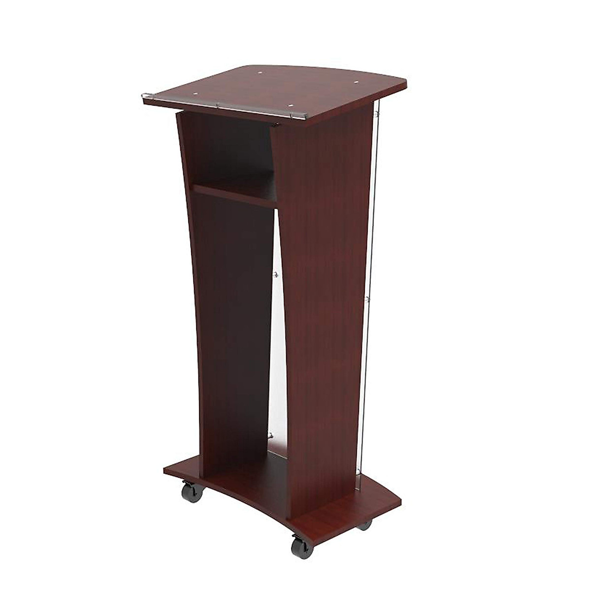 FixtureDisplays® Wood Podium with Frost Acrylic Front Panel, 46.5 Tall Pulpit Lectern, Easy Assembly Required 1803-5