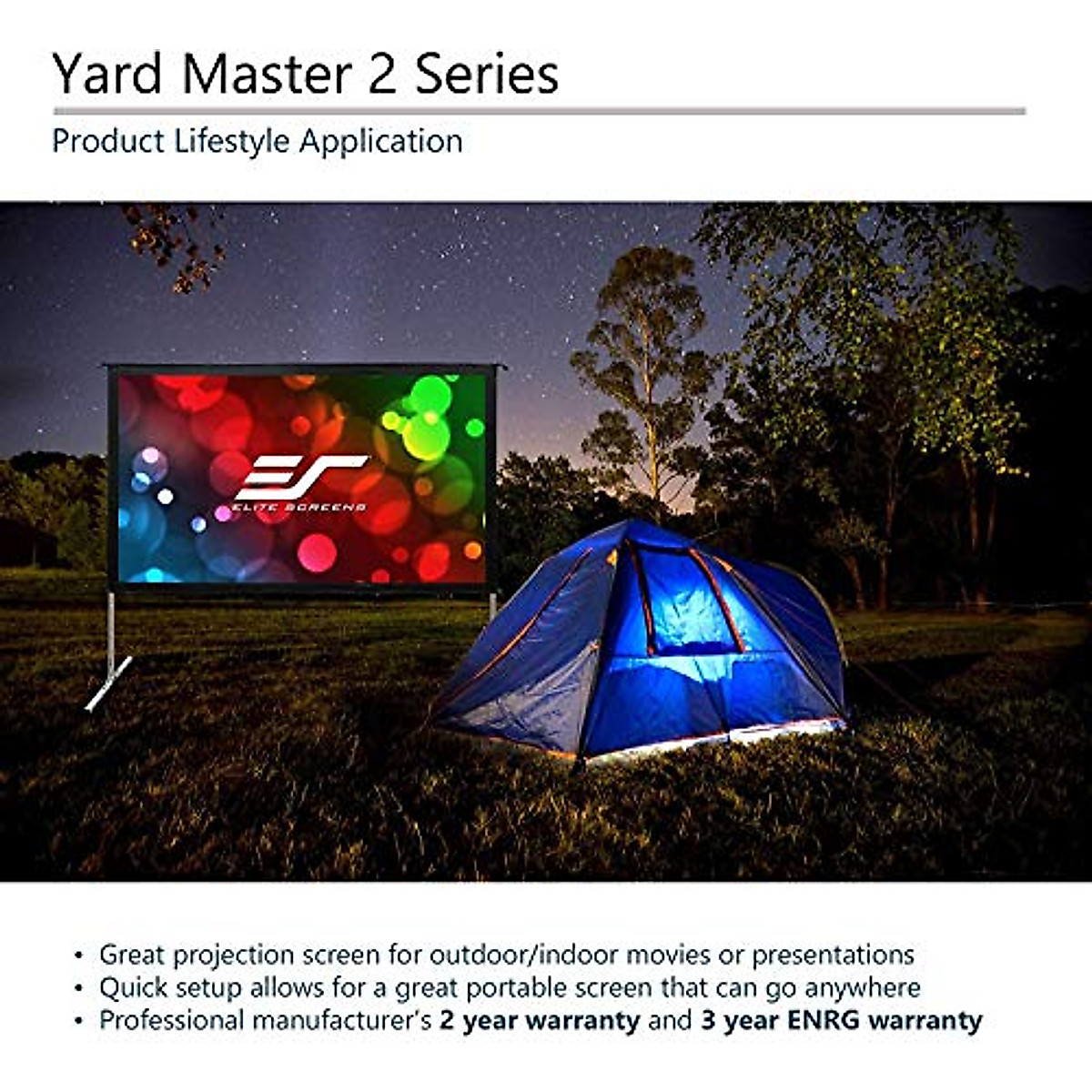 Projector Screen Yard Master 2 Series by Elite Screens | 120” (inch) Portable Outdoor or Indoor Front Projection with Stand | 16:9 4K/8K Ultra HD 3D Fast Folding Easy Snap Home Theater Cinema Movie