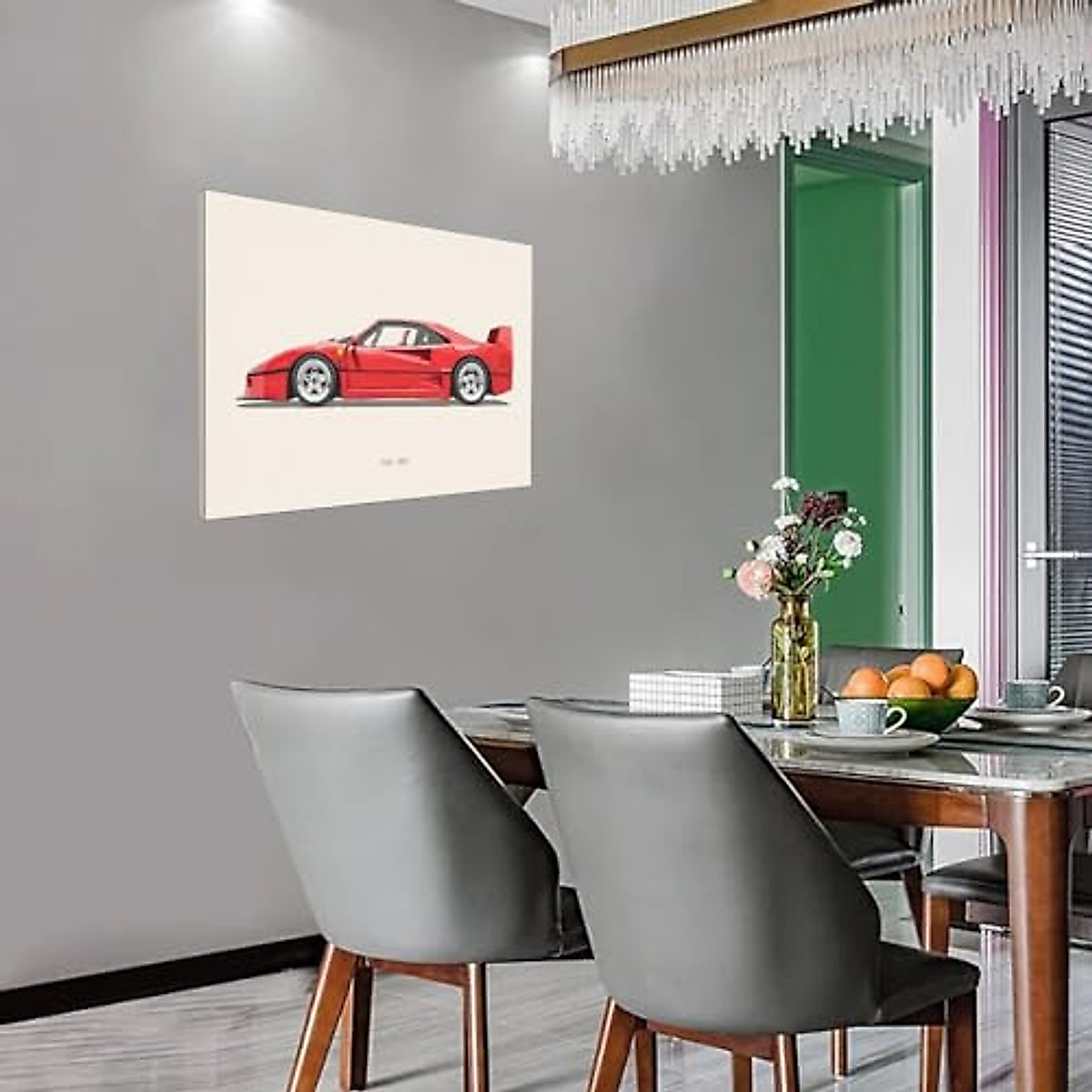 Car Poster Ferrari F40 Supercar Posters Racing Car Canvas Wall Art For Boy's Bedroom SuperCar Wall Decor Frame-style 24x16inch(60x40cm)