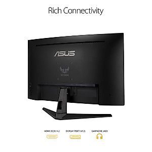 ASUS TUF Gaming VG32VQ1B 31.5” Curved Monitor, WQHD (2560 x 1440), 165Hz (Supports 144Hz), 1ms, FreeSync Premium/Adaptive-sync, Extreme Low Motion Blur, HDR10, HDMI DisplayPort (Renewed)