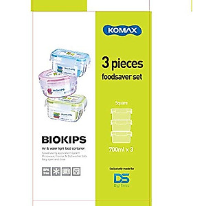 Komax Biokips Sandwich Containers (Set of 3) – Airtight Food Storage Containers – BPA-Free Lunch Containers for Adults & Kids w/ Locking Lids – Microwave & Dishwasher Safe Sandwich Box Container Set