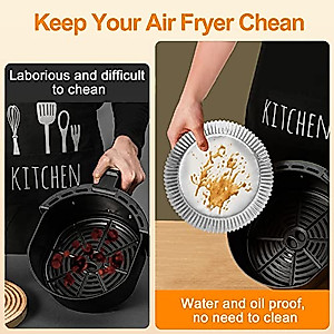 100 PCS Aluminum Foil Air Fryer Liners, Non-stick Air Fryer Disposable Paper Liner, Oil-proof Water-proof Air Fryer Sheets, Food Grade Aluminum Foil for Baking, Frying, Grilling, Roasting Microwave