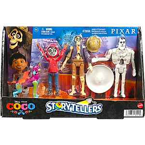 Disney Pixar Coco Storyteller Action Figure Multi-Pack, Miguel Hector Ernesto Dante In the Land of the Dead, Posable Movie Toys