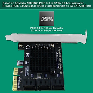 LTERIVER PCI Express X4 to 6-Ports Serial ATA/SATA 3.0 Host Controller Card- Plug and Play on Windows OS, MAC OS and Linux Systems-6X 6Gbps Max SATA 3.0 None Raid Ports-Support AHCI Boot Up (PCE-G2S6)