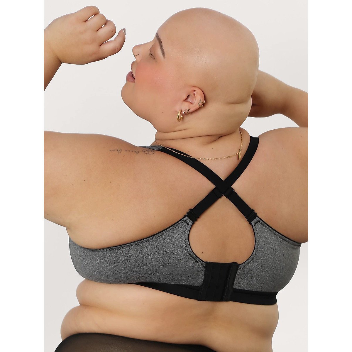 Curvy Couture Size Women Support Bust, Perfect Workout, High Impact Sports Bra, Charcoal Melange, XX-Large Plus