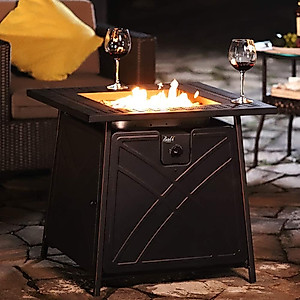 BALI OUTDOORS Gas Firepit Gas Fireplace, 50,000BTU Propane Fire Pit Table 28" Square Gas Fire Pits for Outside Propane, Black