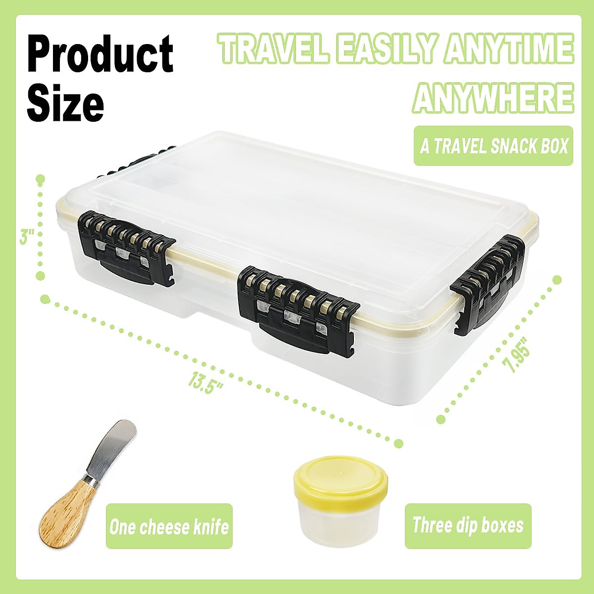 Zansens Travel Charcuterie Board with Lid,Snackle Box Container,Tackle Box for Snacks,Removable Dividers,Snacklebox,Keep Snacks Dry and Fresh,For Beaches, Picnics, Parties Organizer for Refrigerator