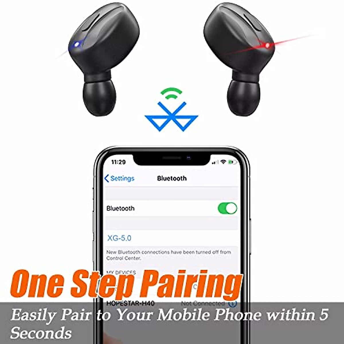 Lady house Wireless Earbuds Bluetooth 5.0 Headphones,in-Ear Earphones with 350Mah Charging Case and LED Display Built-in Mic for Sports, Workout, Gym, Dark, XG13