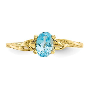 IceCarats 10K Yellow Gold Swiss Blue Topaz Ring Gemstone Band December Birthstone Jewelry Size 7.00