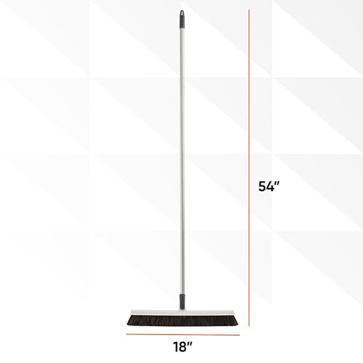 Horse Hair Broom, Broom for Hardwood Floors 18" Horsehair Swivel Kitchen Broom, Soft Bristle Broom with 54" Handle