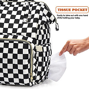 Limhoo Diaper Bag Backpack for Mom & Dad, Multifunction Waterproof Baby Changing Bags, Large Nappy Bag Backpack (Checkered)