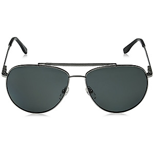 Lacoste Men's L177S Aviator Sunglasses, Gunmetal/Grey Polarized, 59 mm