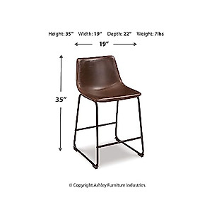 Signature Design by Ashley Centiar 24" Counter Height Modern Bucket Barstool 2 Count, Brown