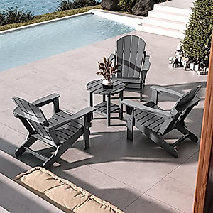 SERWALL Round Adirondack Side Table Double End Table- Grey