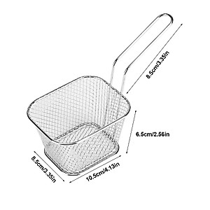 MOUMOUTEN Mini Square Fry Basket, Stainless Steel French Fries Holder Deep Fryer Baskets Serving Food Strainer, Serving Chips Fryer Cooking Tool for Chip Shrimp