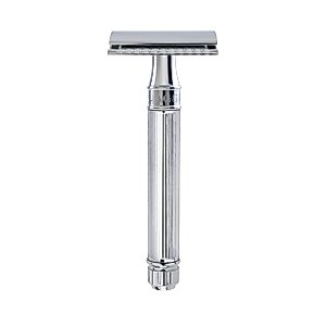 Edwin Jagger DE89LBLAMZ Classic Double Edge Manual Eco-Friendly and Reusable Safety Razor for Men and Women for Shaving Cream or Soap (Lined)